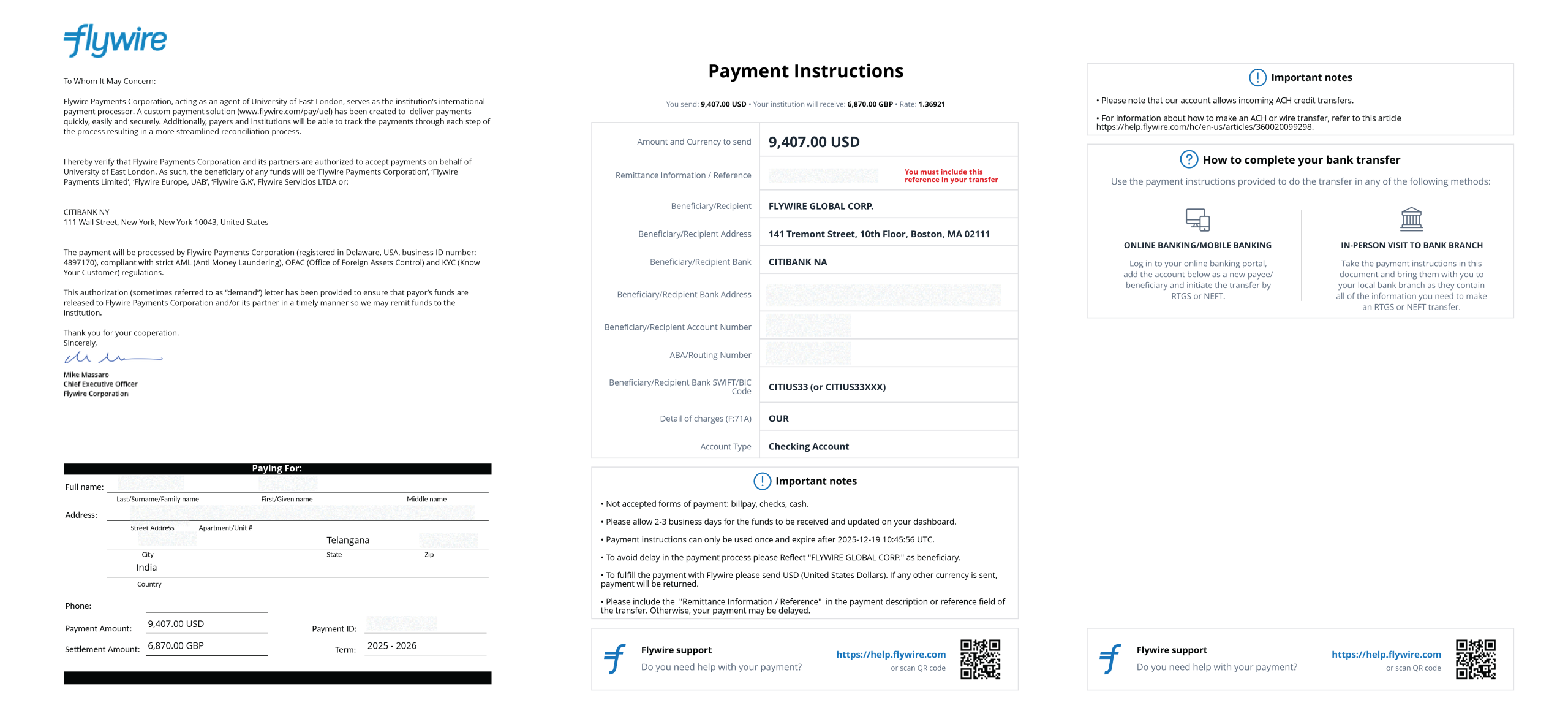 Flywire Payment Letter: What It Is and How Students Generate It ...